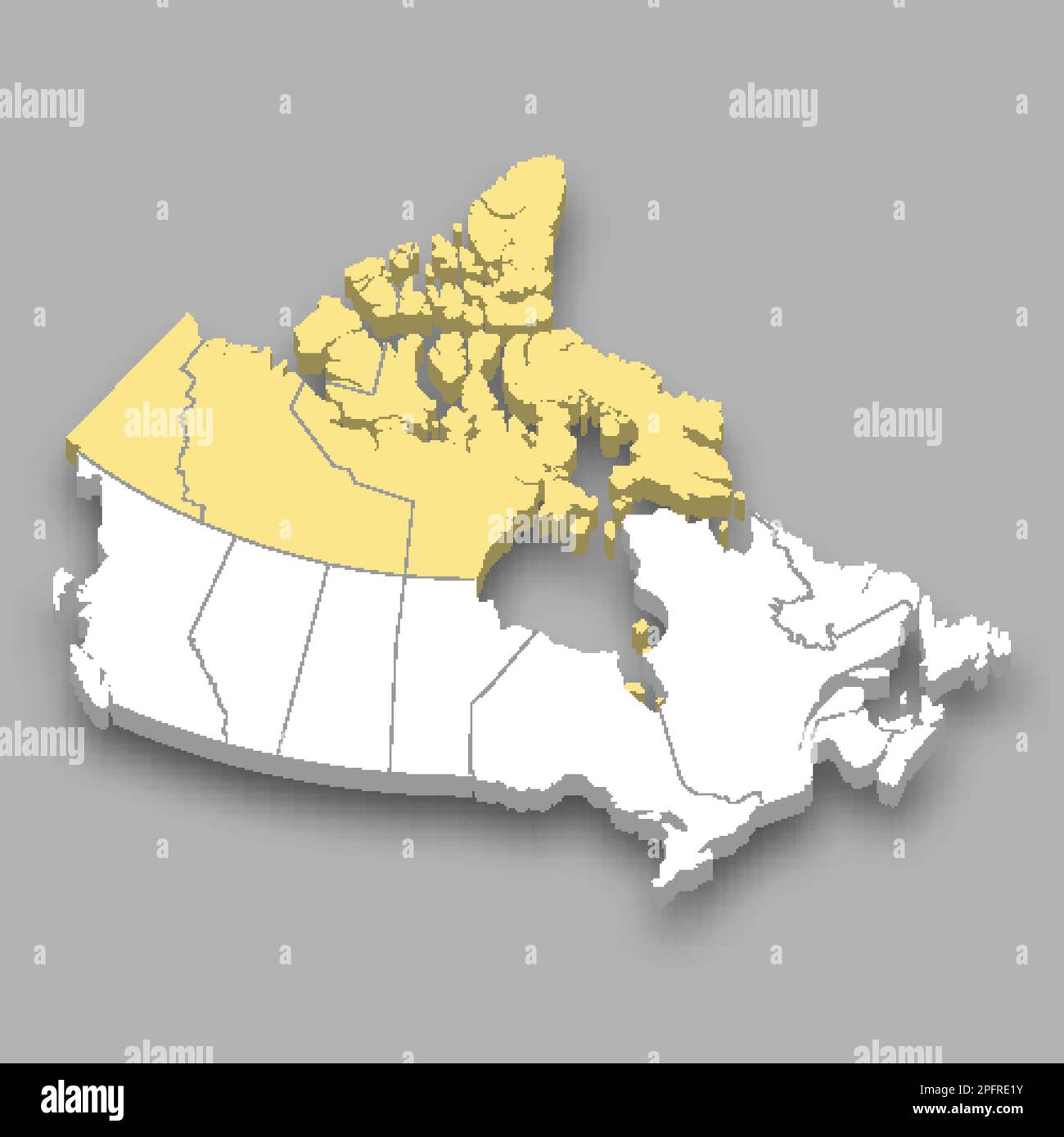 Northern Canada region location within Canada 3d isometric map Stock ...