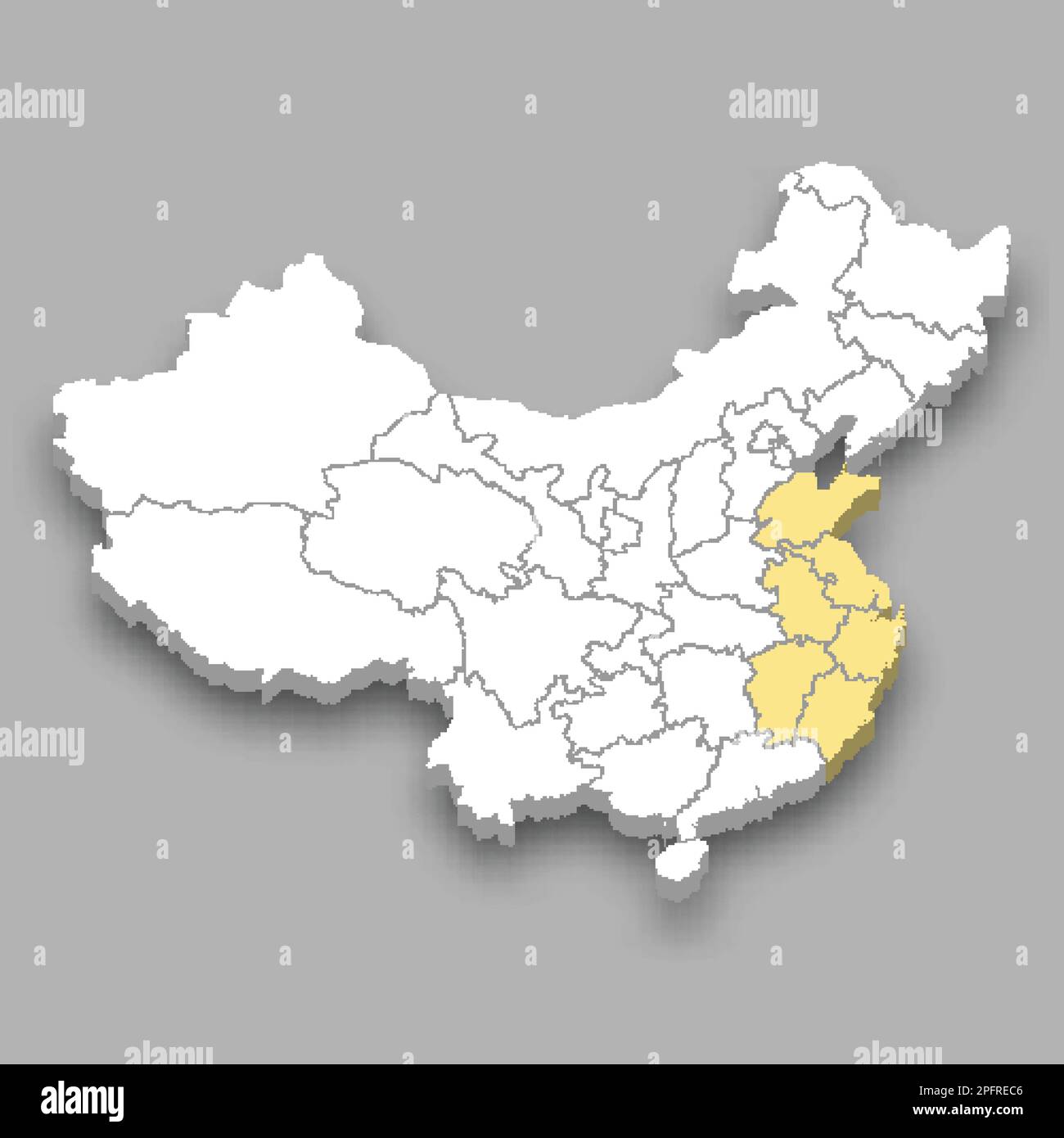 East region location within China 3d isometric map Stock Vector Image ...