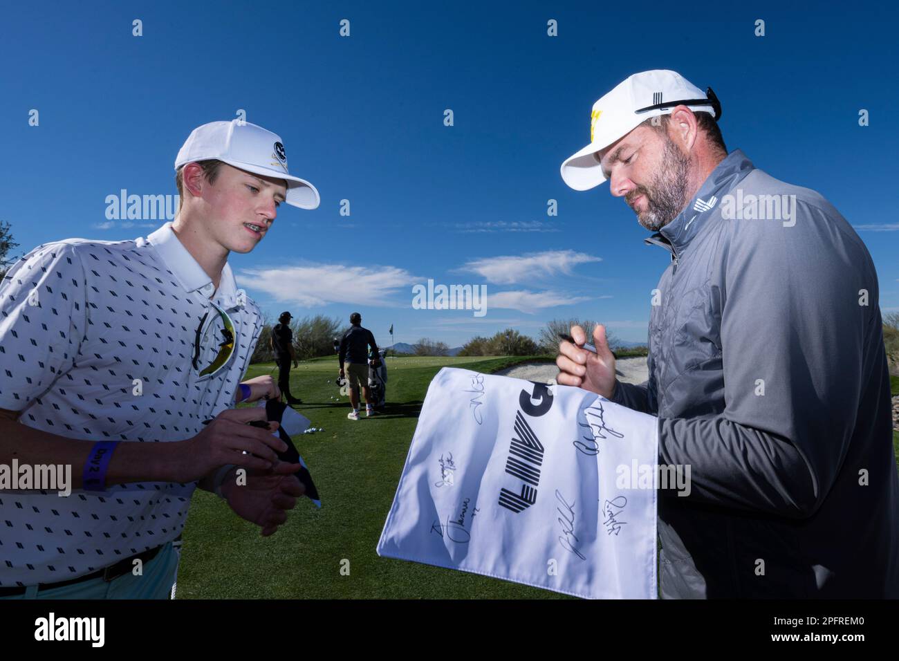Marc Leishman of Ripper GC signs his autograph on the driving range ...