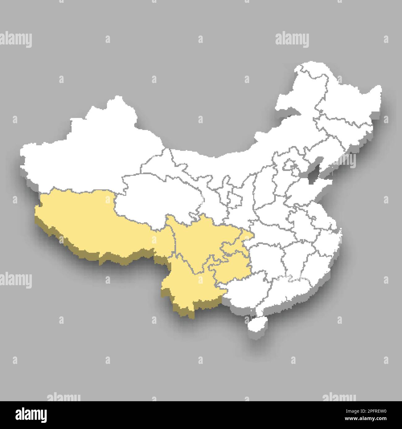 Southwest region location within China 3d isometric map Stock Vector ...