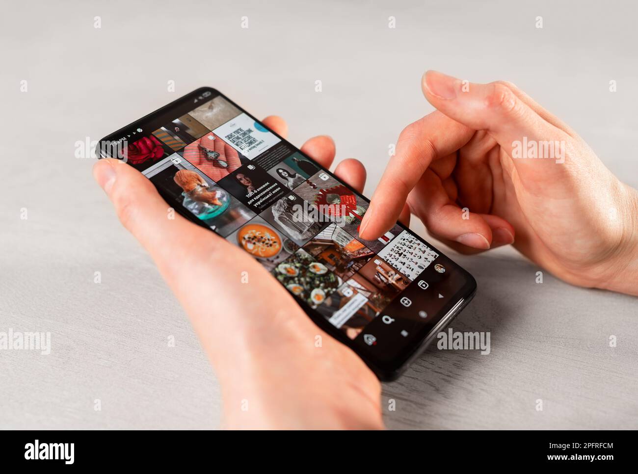 Scrolling social media feed close hi-res stock photography and images ...