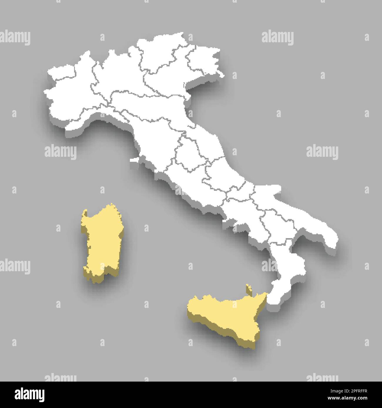 Islands region location within Italy 3d isometric map Stock Vector ...
