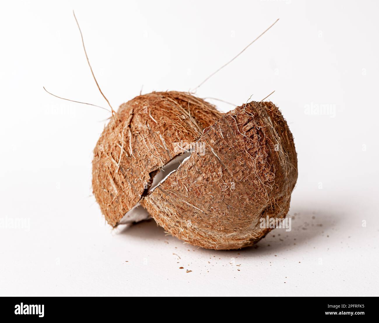 Exotic tropical coconut, coco nut fruit, two parts Stock Photo - Alamy