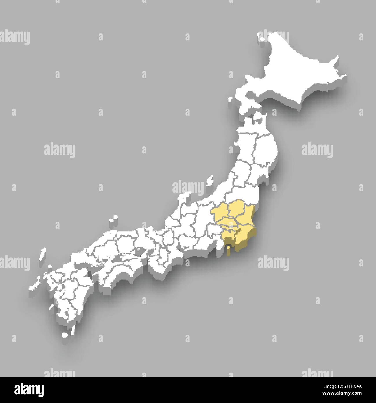 Kanto region location within Japan 3d isometric map Stock Vector Image ...