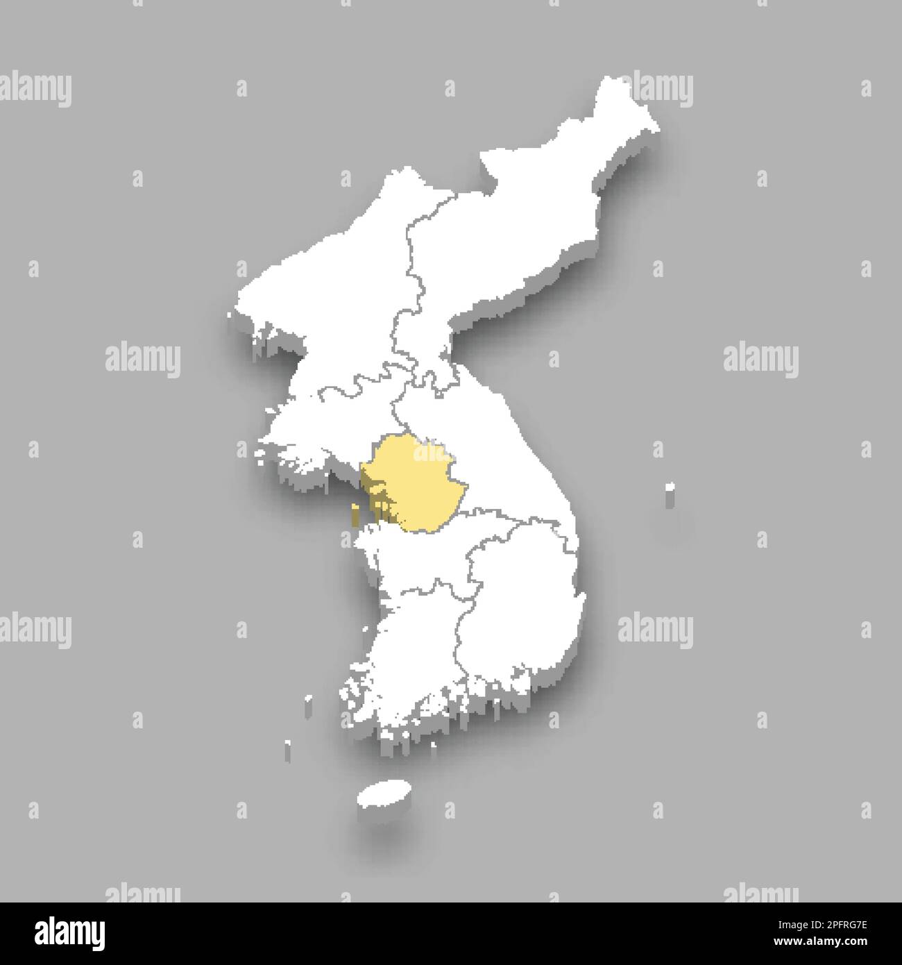 Gyeonggi historical region location within Korea 3d isometric map Stock ...