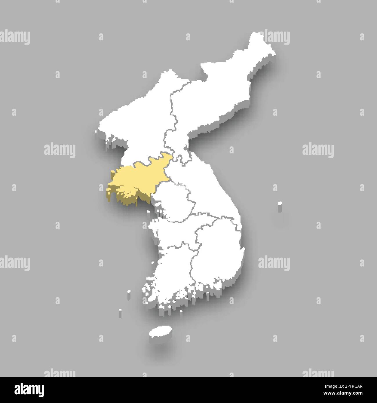 Haeso historical region location within Korea 3d isometric map Stock ...