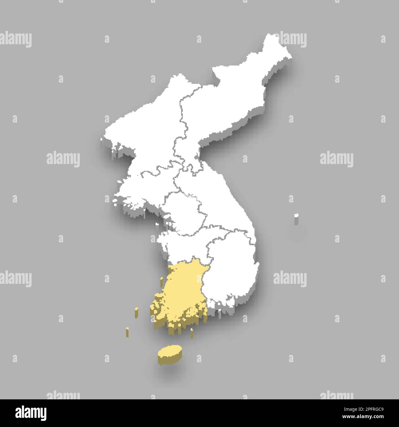 Honam historical region location within Korea 3d isometric map Stock ...