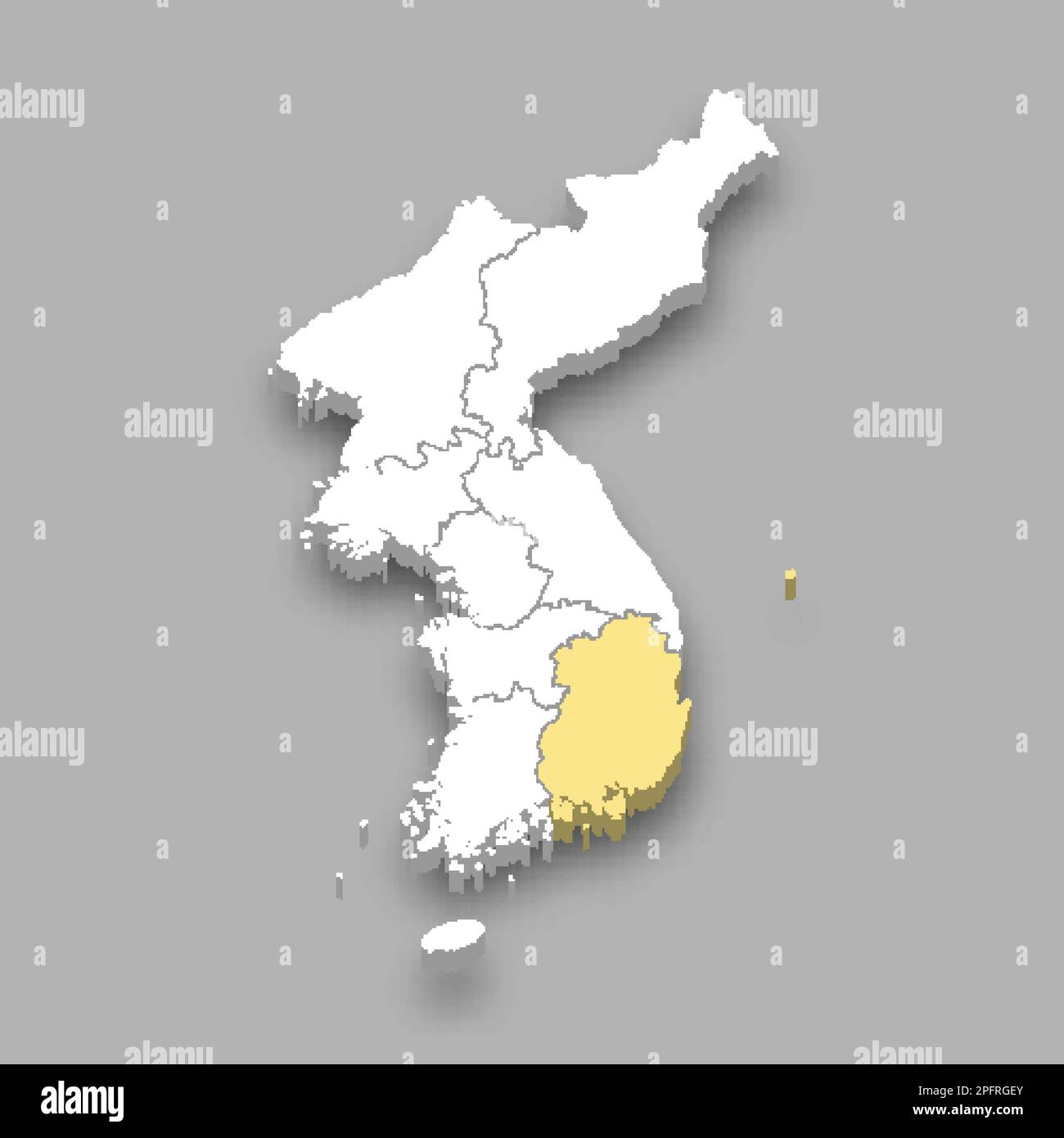 Yeongnam historical region location within Korea 3d isometric map Stock ...