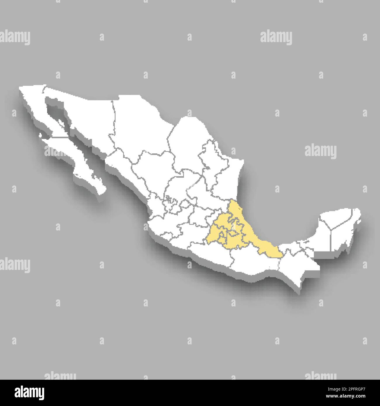 Central Mexico region location within Mexico 3d isometric map Stock ...
