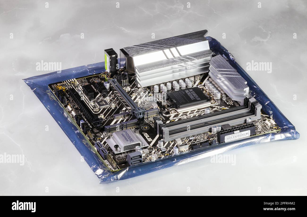 The modern computer motherboard, Ready for install CPU, memory, heatsink and other peripheral on ...