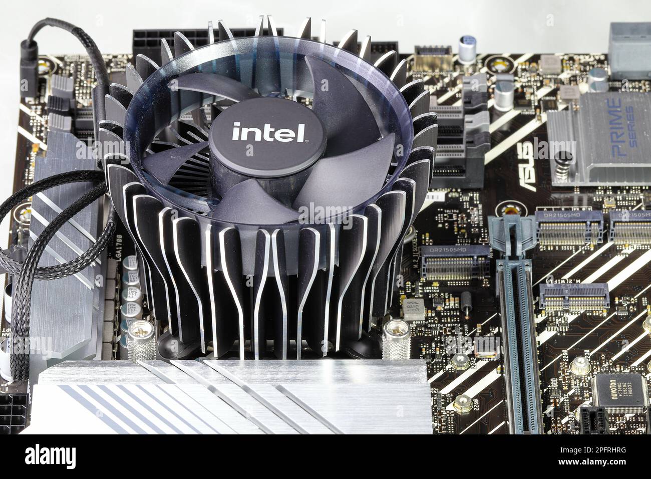 Heat Sink Or Computer Processor Cooler Or Radiator On Computer Motherboard Active Cpu Cooler