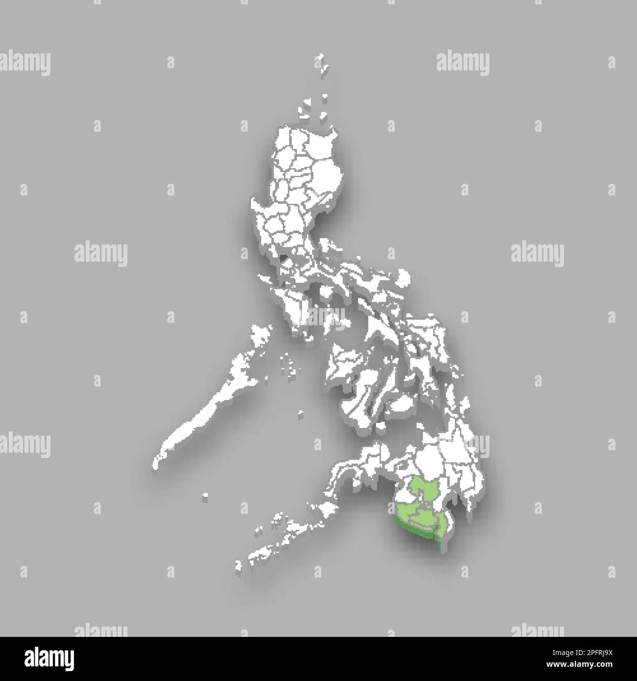 Soccsksargen region location within Philippines 3d isometric map Stock ...