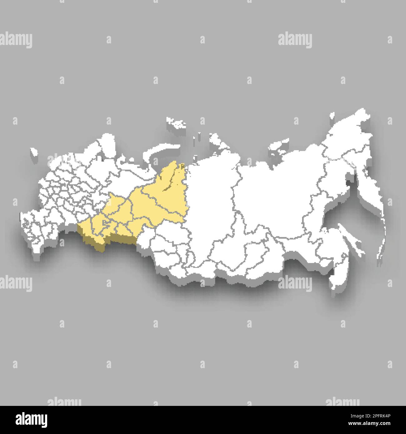 Ural region location within Russia 3d isometric map Stock Vector Image ...