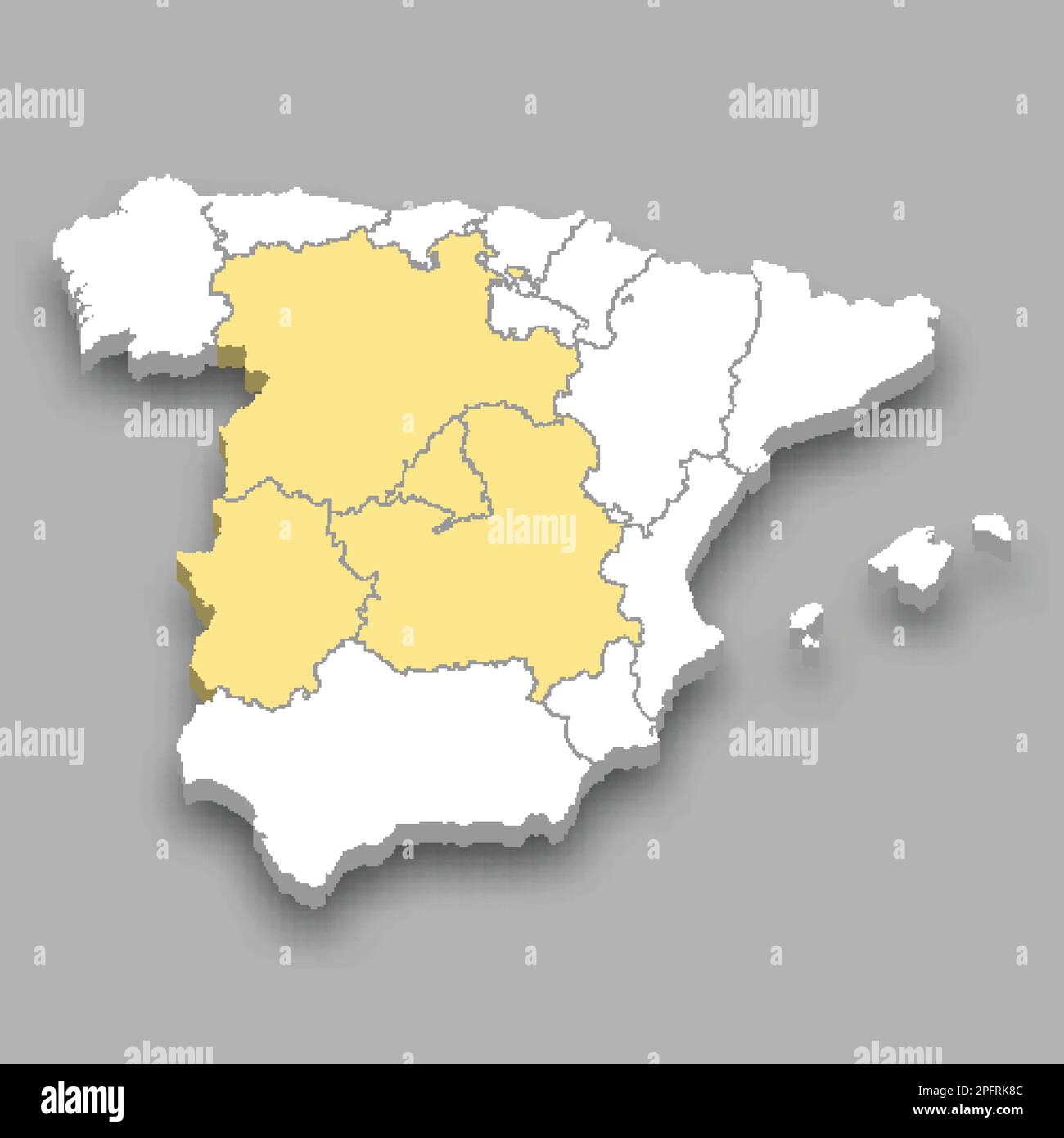 Centre region location within Spain 3d isometric map Stock Vector Image & Art - Alamy