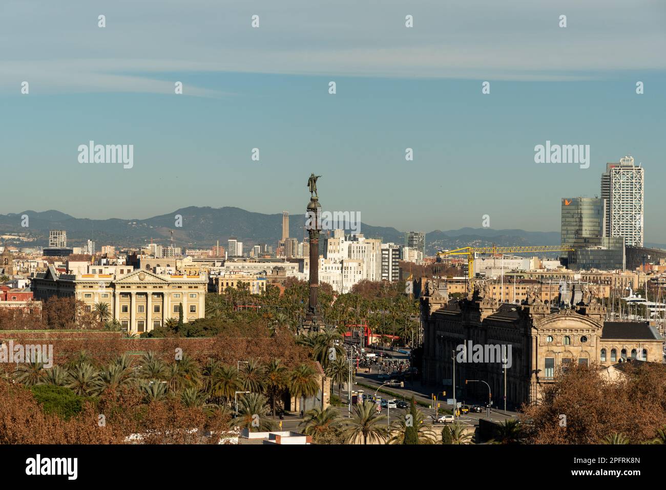 Admire the stunning aerial view of Barcelona's skyline from above Stock ...