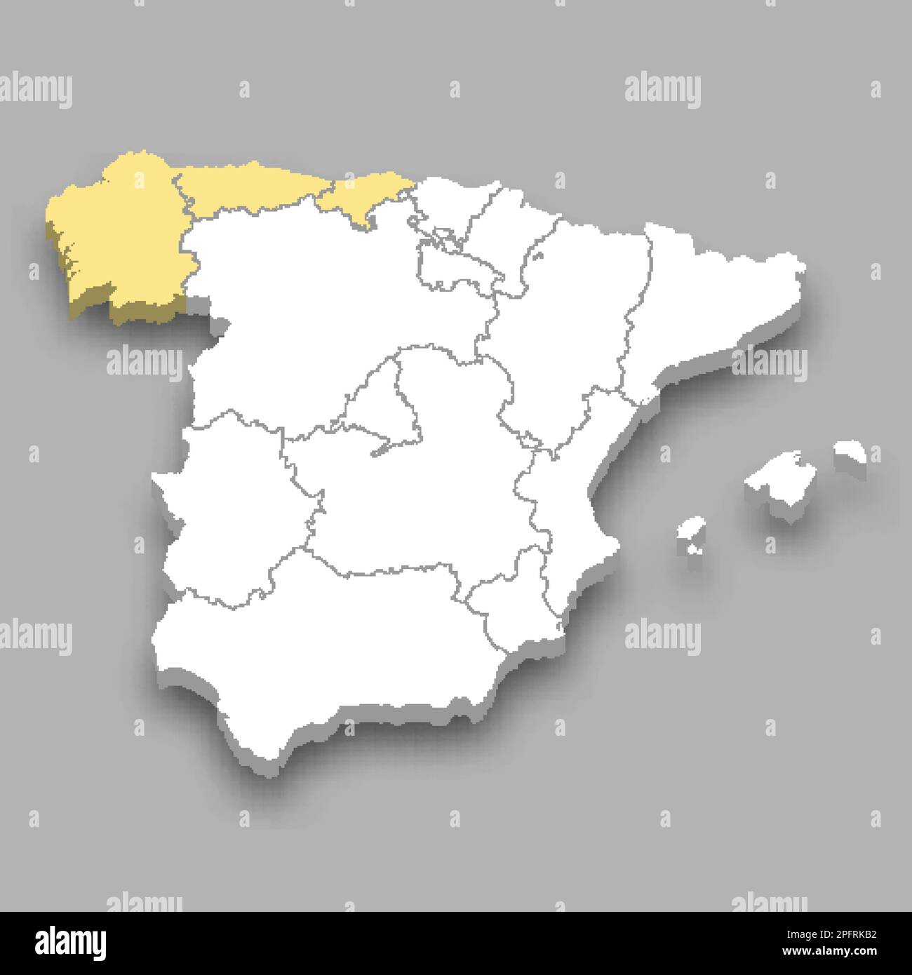 North West region location within Spain 3d isometric map Stock Vector ...