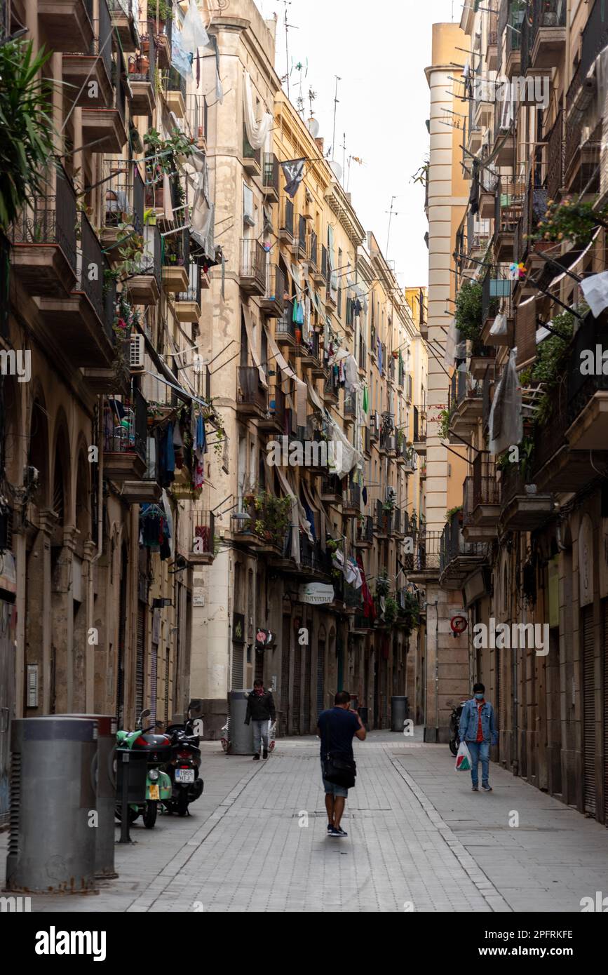 The vibrant and multicultural neighborhood of Raval in Barcelona, Spain ...