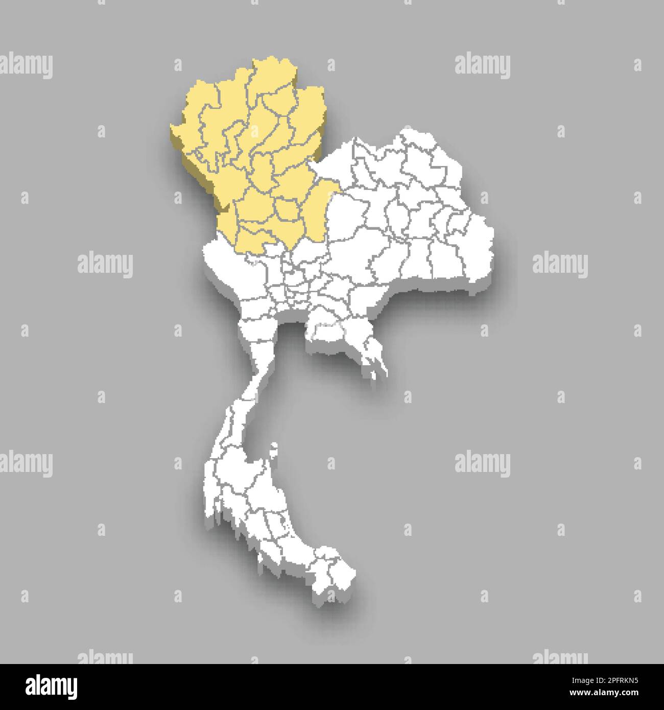 Northern region location within Thailand 3d isometric map Stock Vector ...