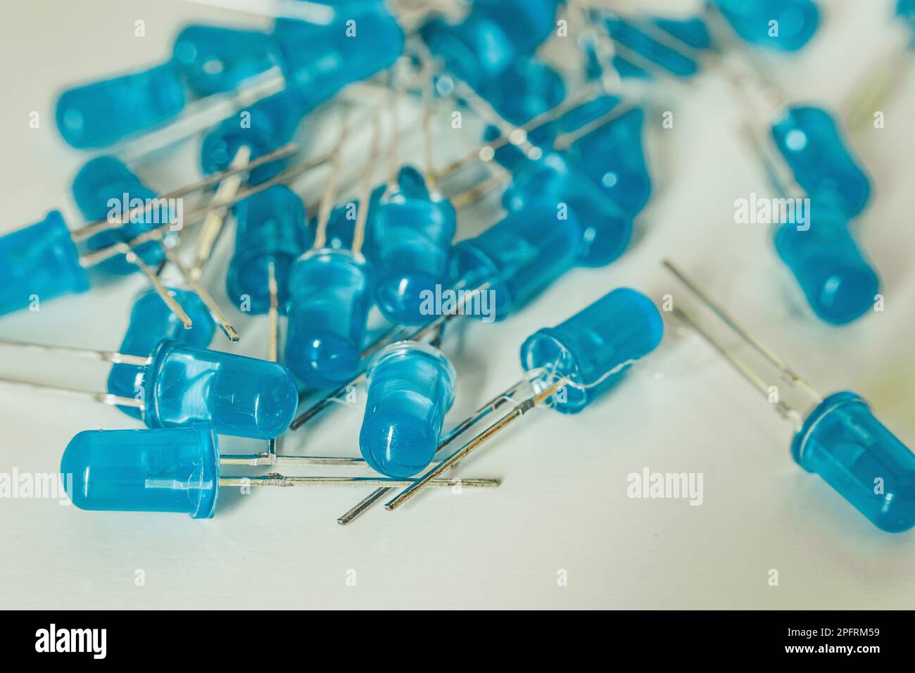 Closeup varios of Through Hole led diodes blue color, electronic component Stock Photo - Alamy