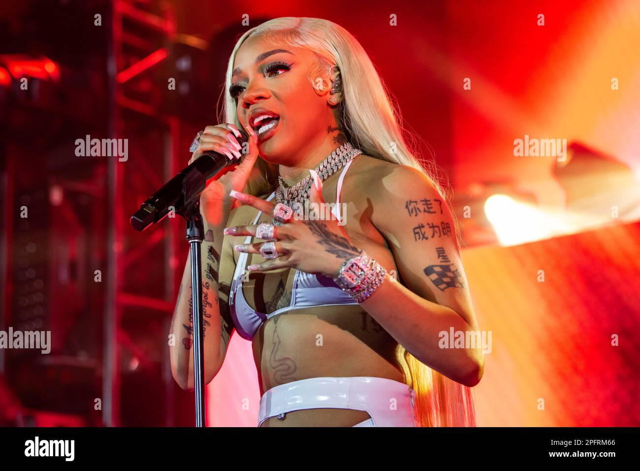 February 25, 2023, Washington, DC, USA: GLORILLA performs on stage at the Howard Theatre in ...