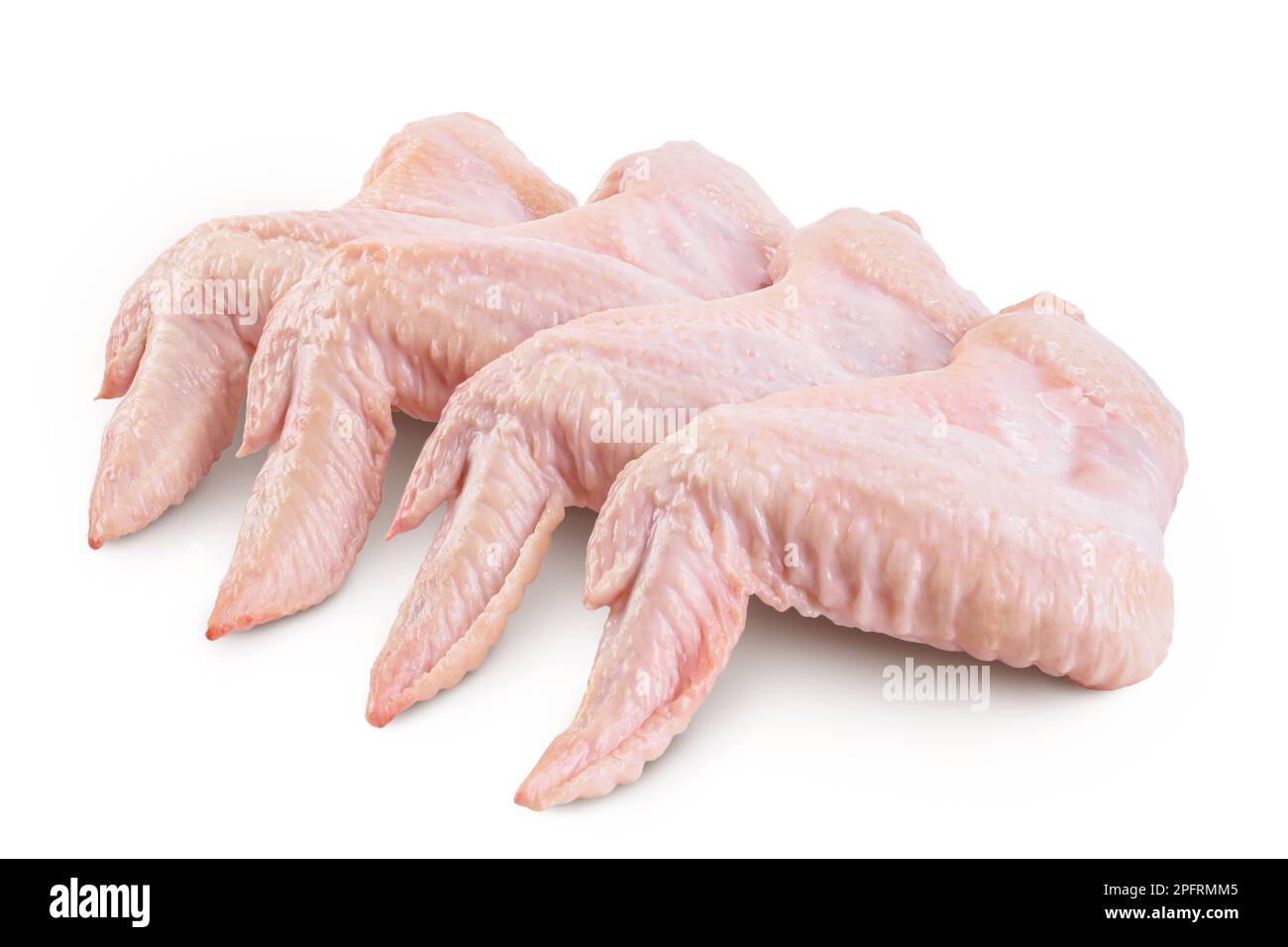 Raw chicken wings isolated on white background with full depth of field ...