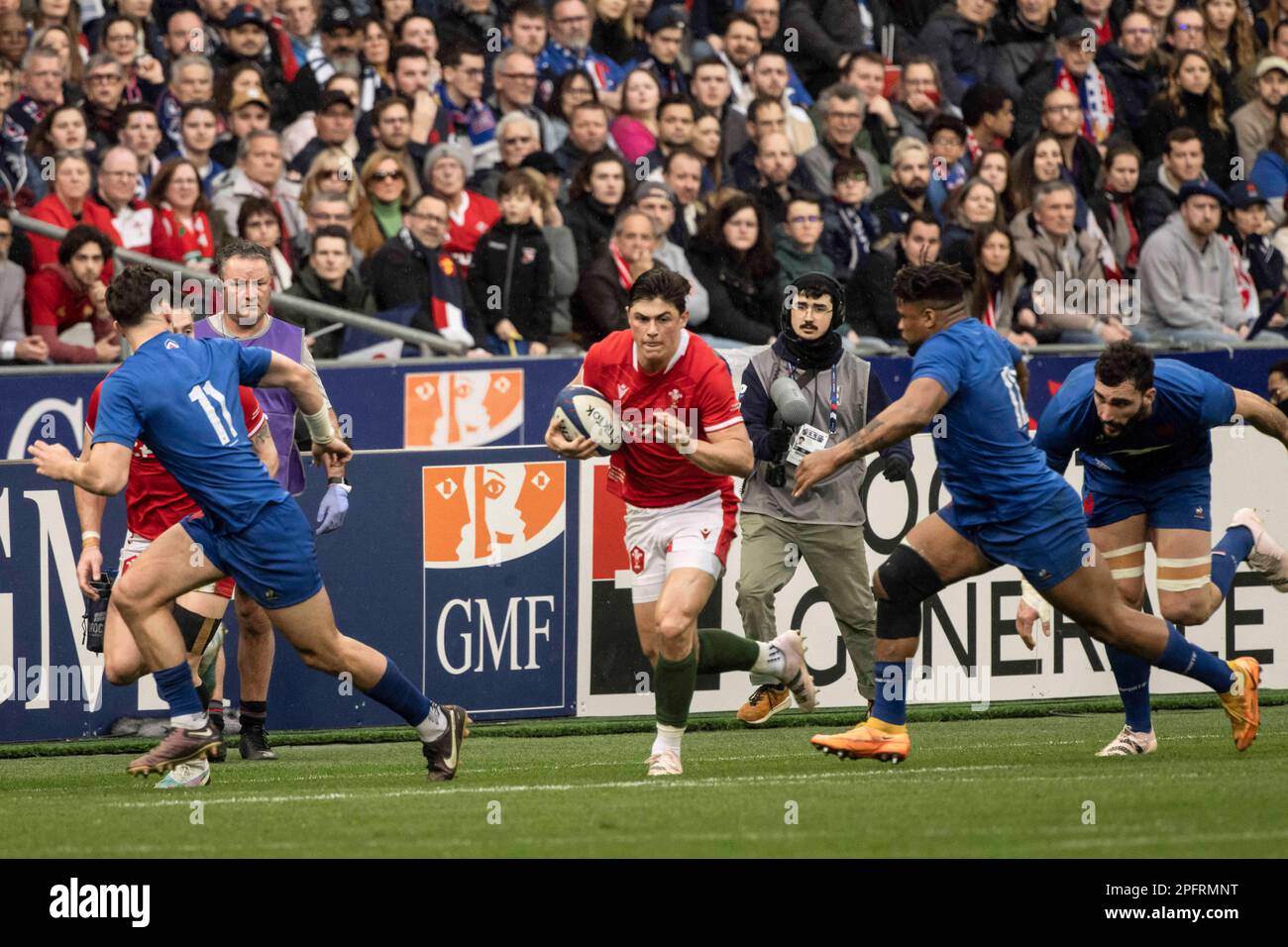 Saint Denis, France. 18th Mar, 2023. Lee Rees Zammit and Jonathan Danty ...
