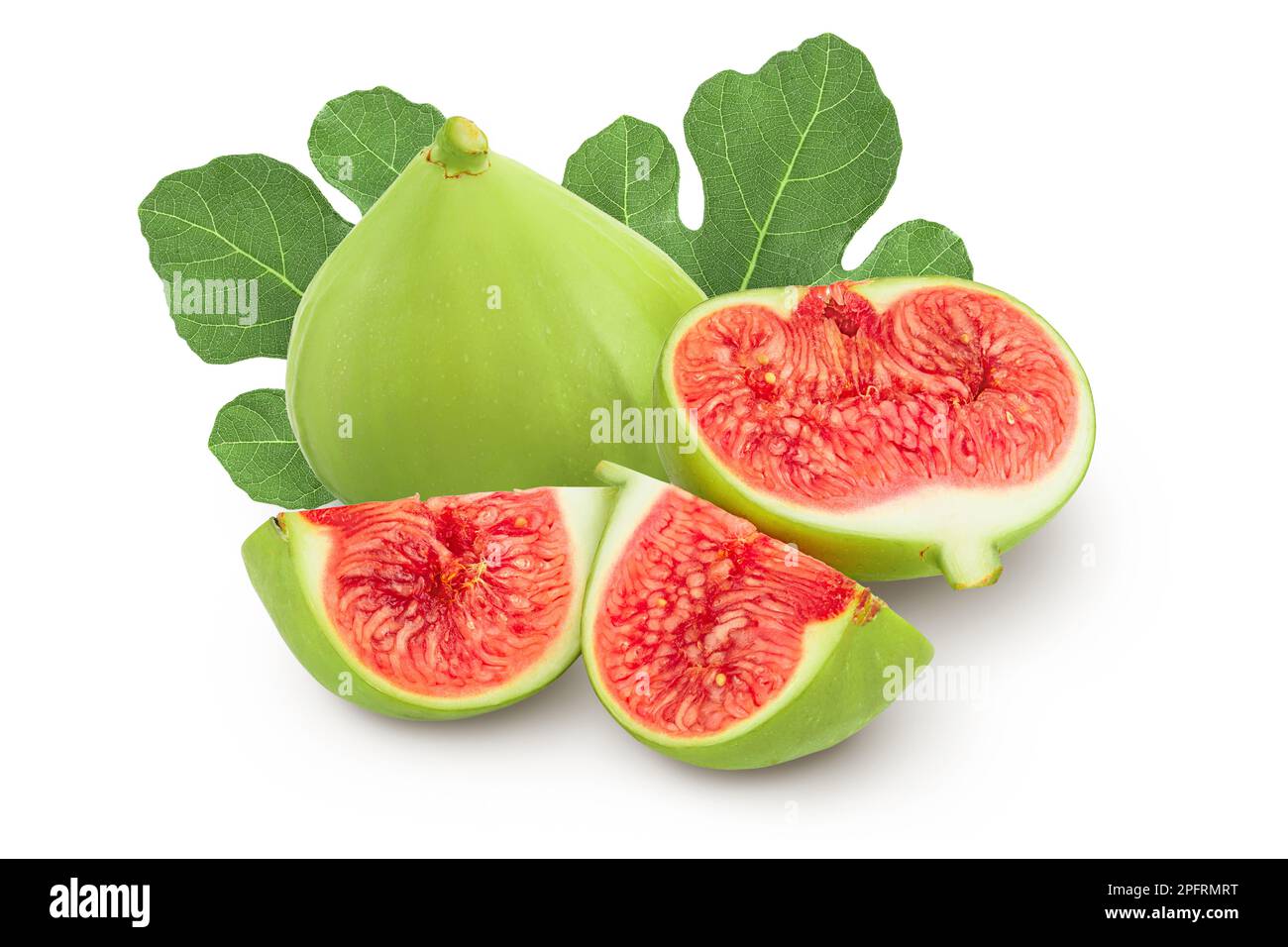 Ripe green fig fruit isolated on white background with full depth of ...
