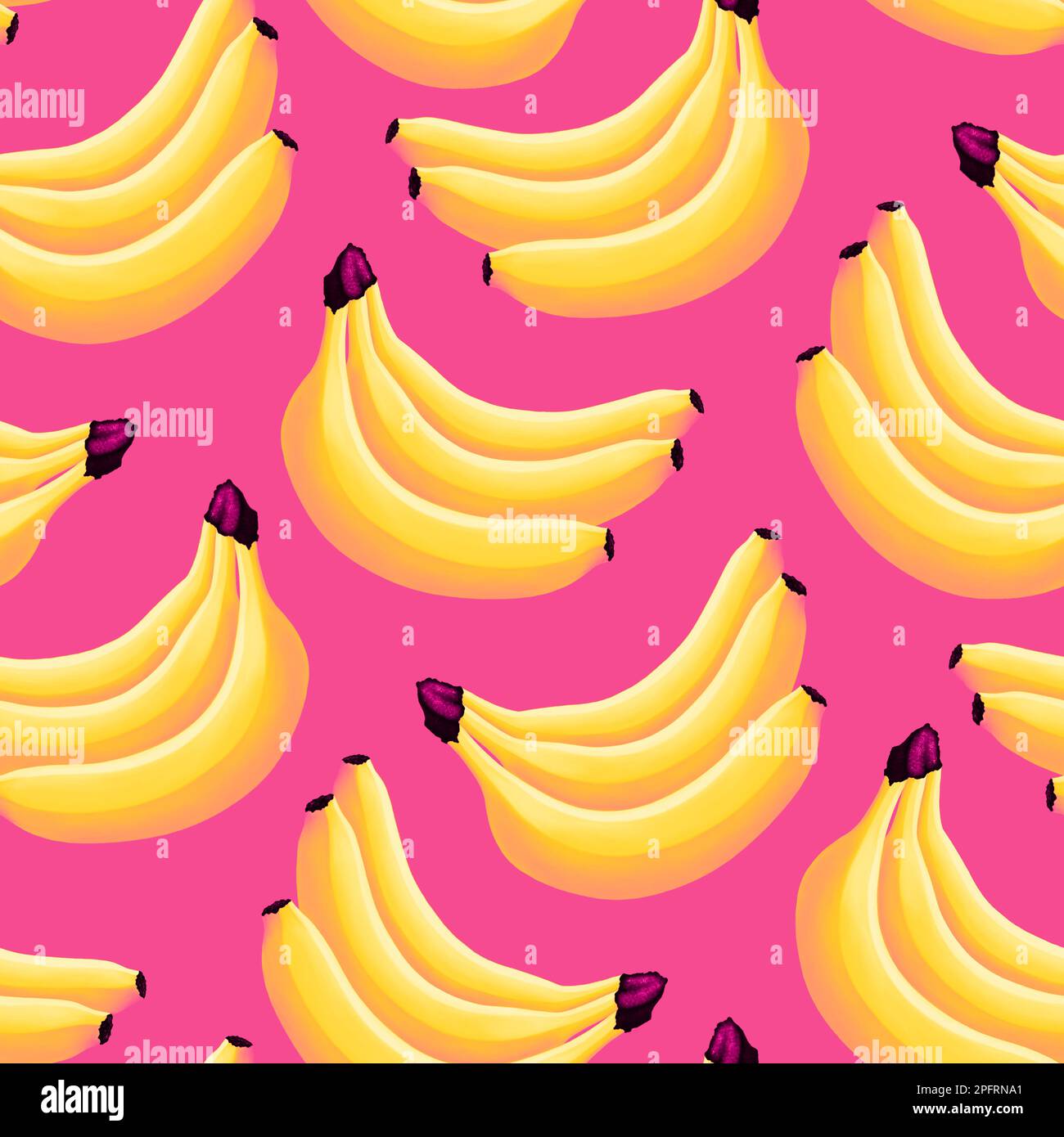 Banana seamless pattern. Colorful vivid print with hand drawn tropic ...