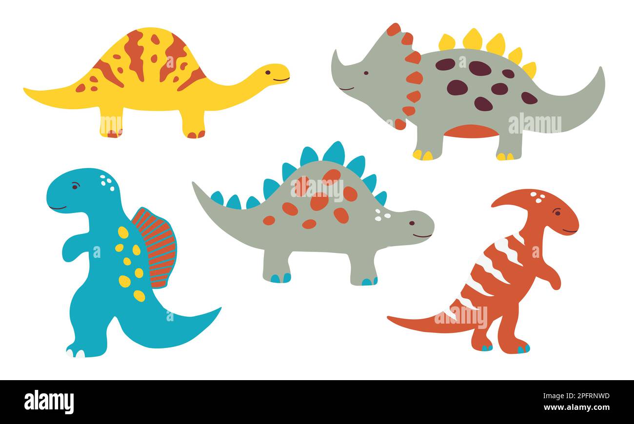 Cute dinosaurs set. Vector illustration isolated on white for childish ...