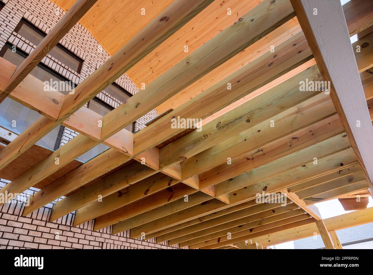 An new layout of flooring joists for wooden deck patio at newly ...