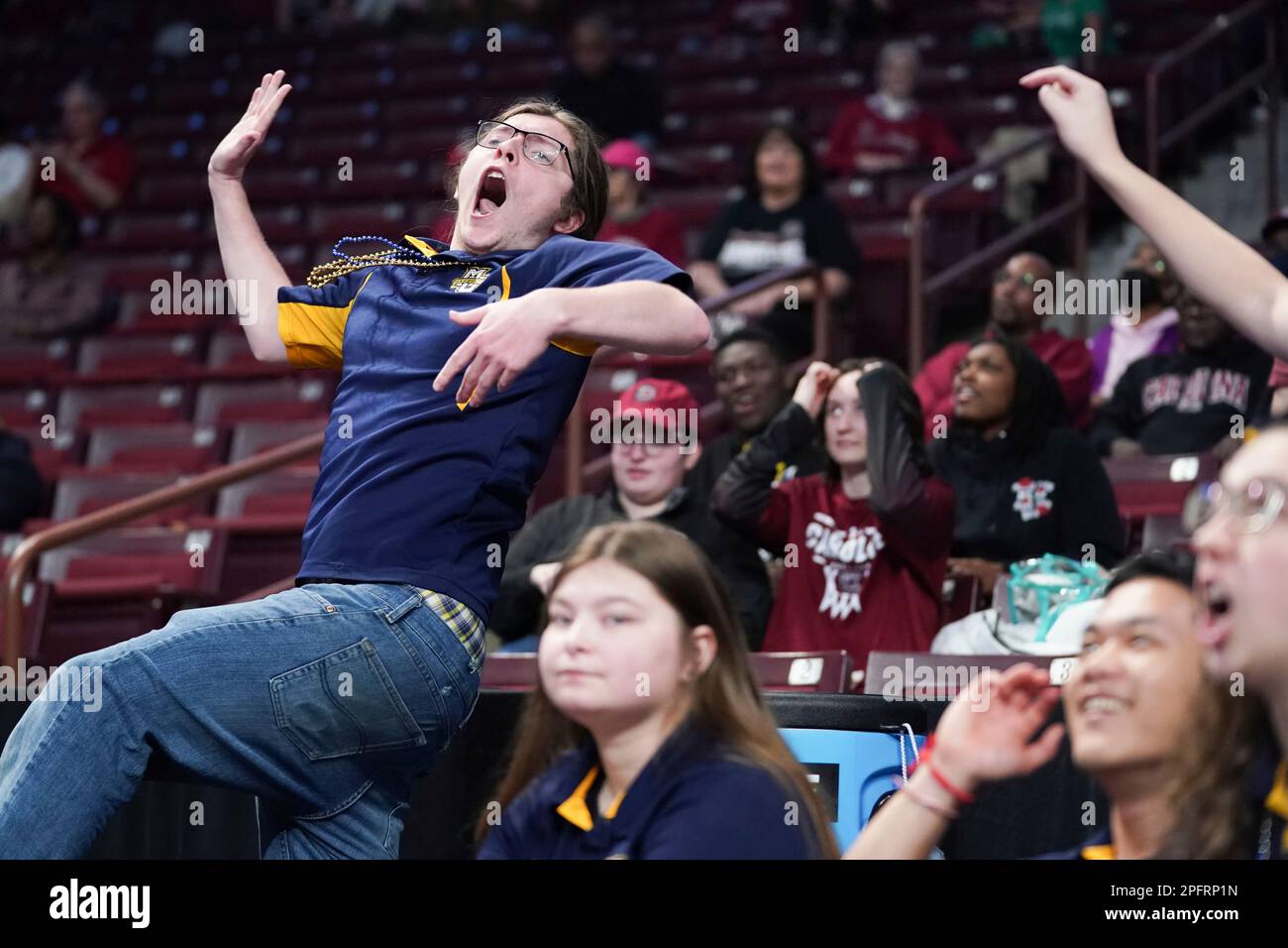 A member of the Marquette band dances during the second half in a first ...