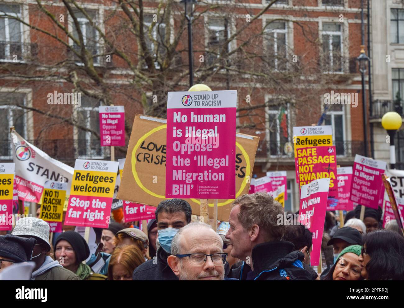 London, UK. 18th March 2023. Protesters outside BBC headquarters ...
