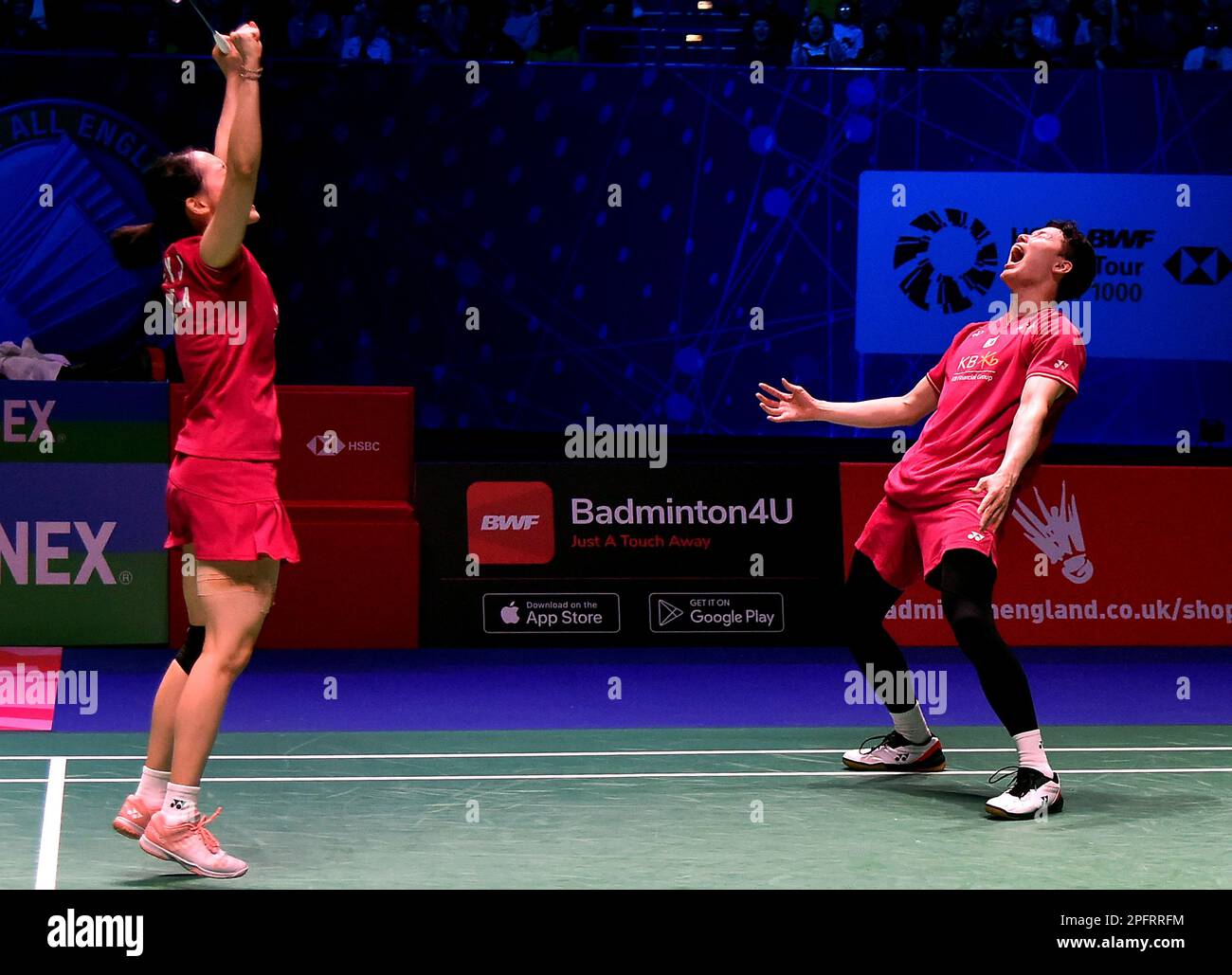 Korea's Seo Seung Jae, right, and Chae Yu Yung react after defeating ...