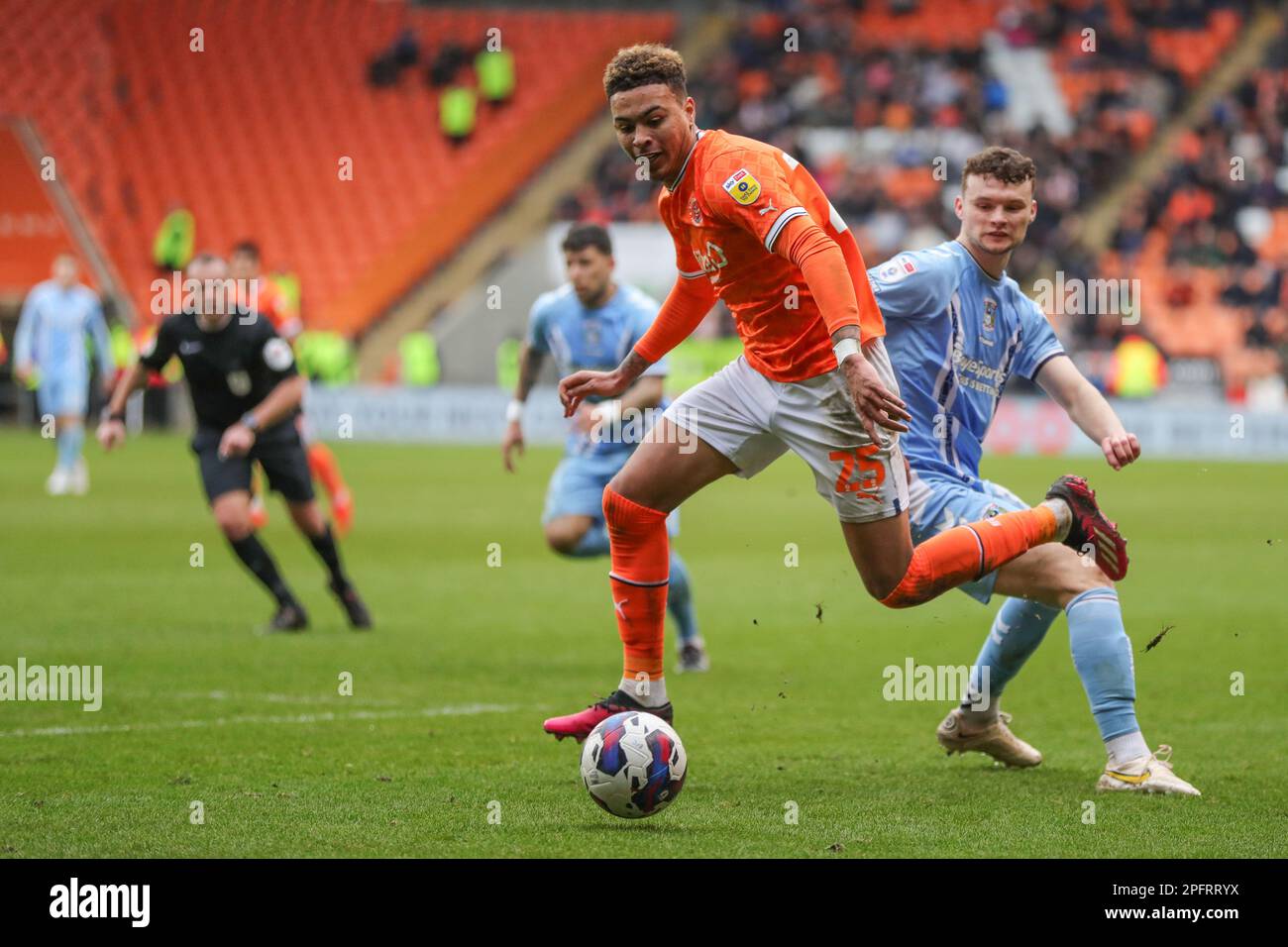 Morgan Rogers #25 of Blackpool in action during the Sky Bet ...