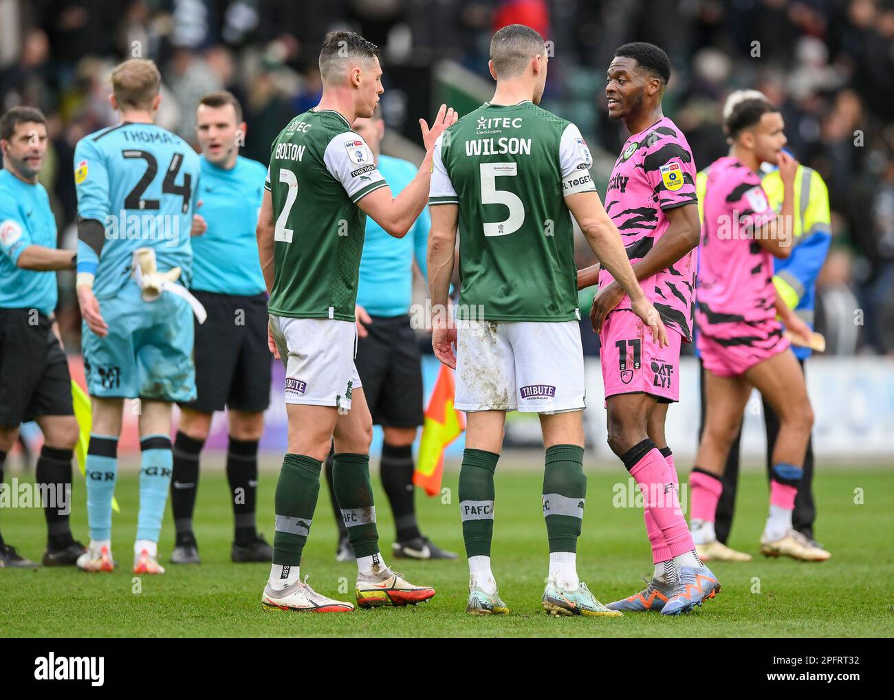Plymouth, UK. 18th Mar, 2023. James Bolton #2 of Plymouth Argyle and ...