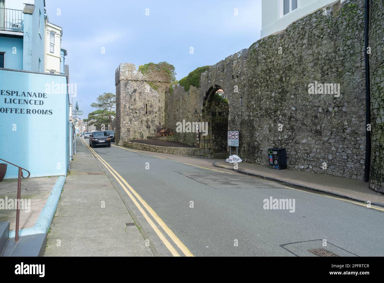 The walls of the old town on St Florence Parade, Tenby, Pembrokeshire ...