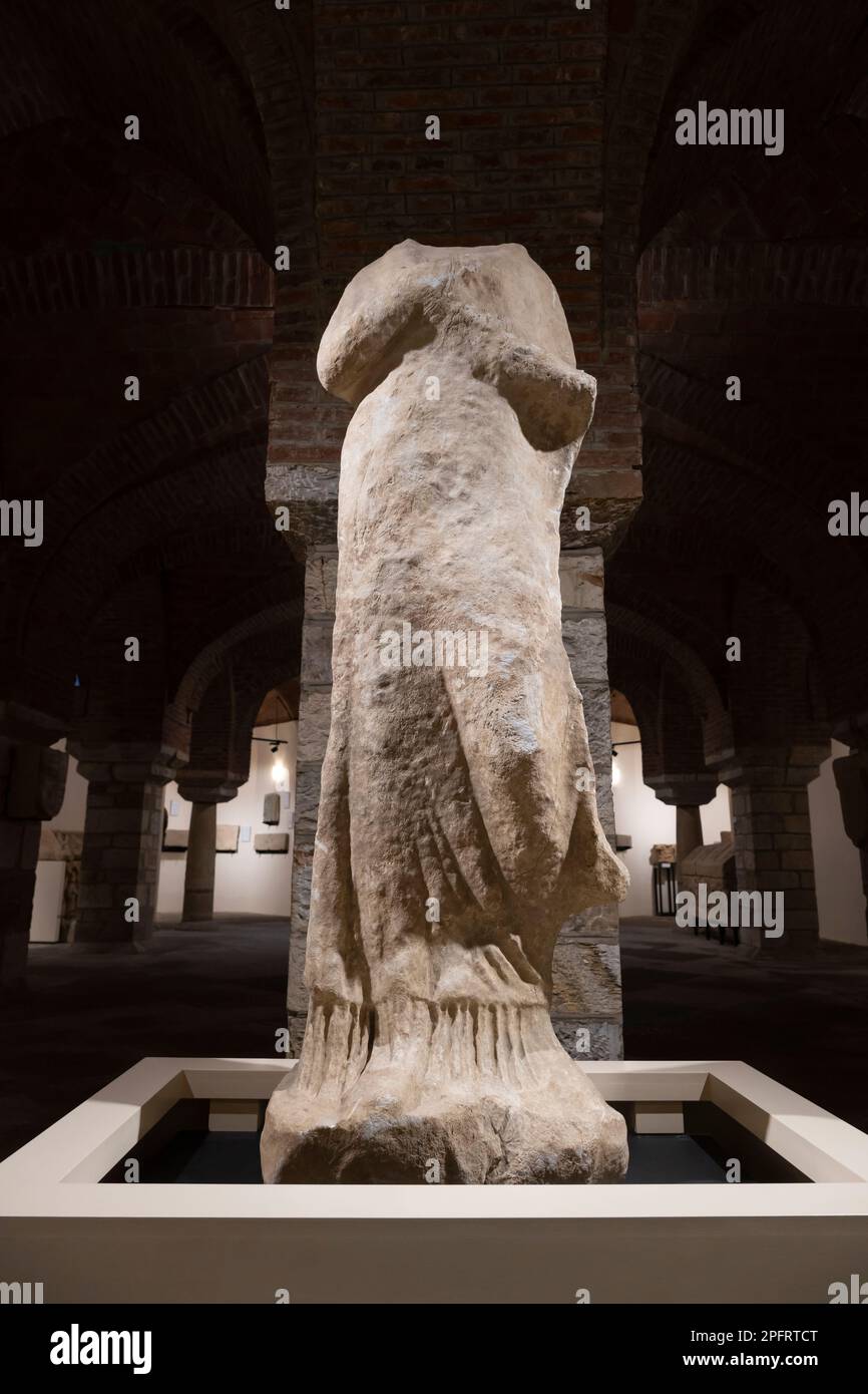 A classical Roman sculpture on display in the Epigraphic and Lapidary ...