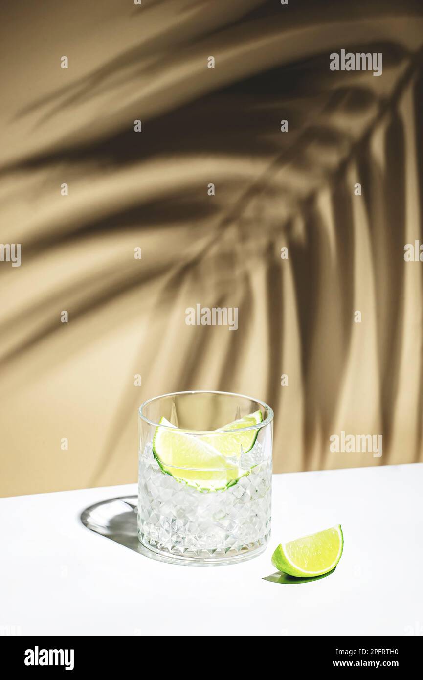 Ti punch alcoholic cocktail drink with white rum agricole, sugar syrup ...