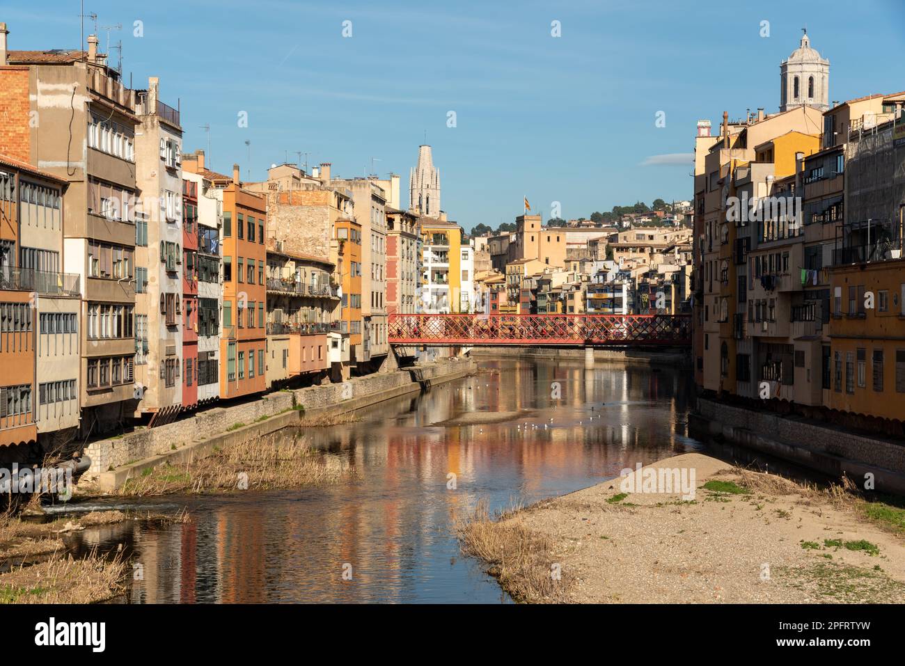 The historic city of Girona in Catalunya, Spain, boasts charming ...