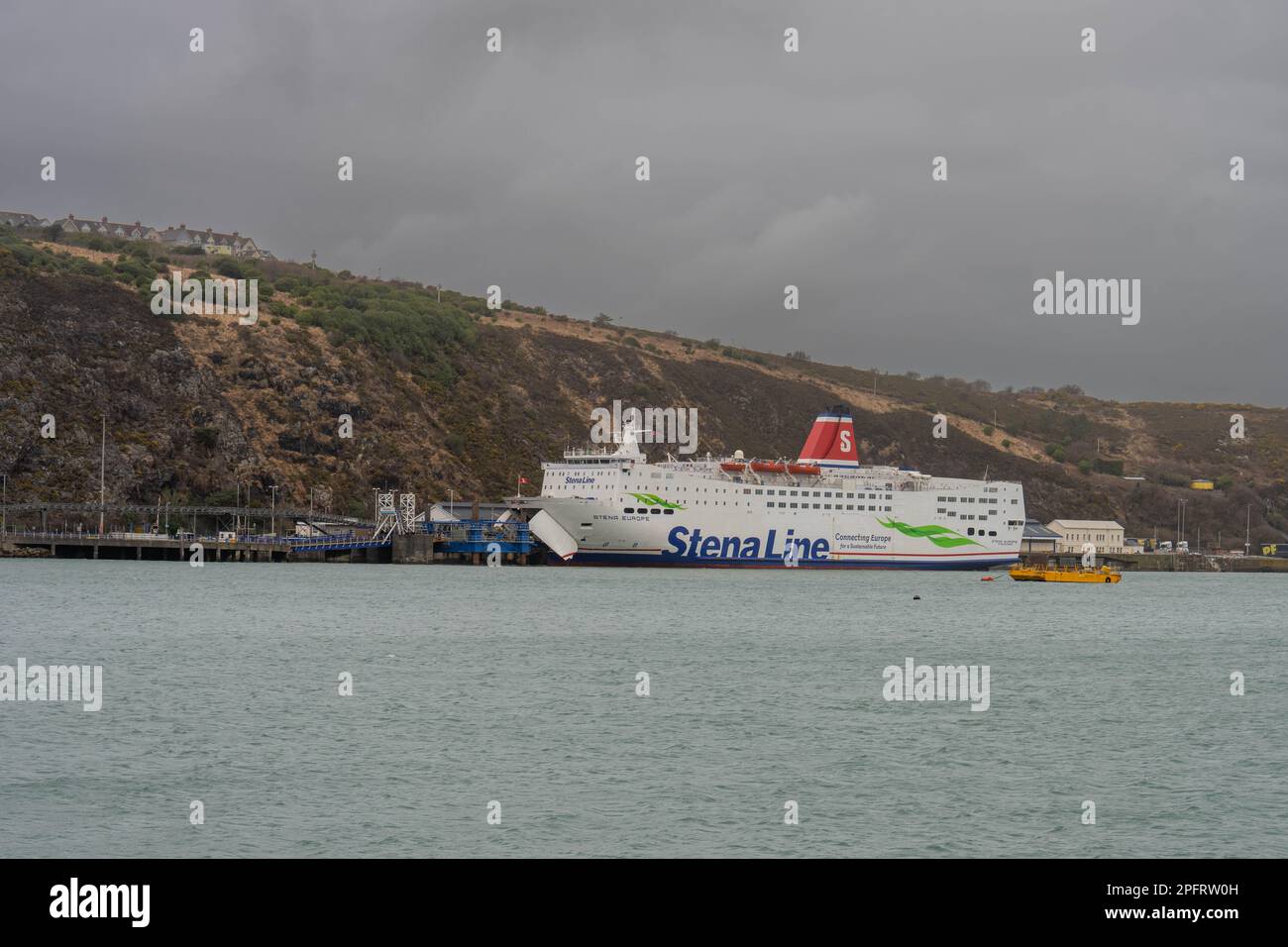 The Stena Line Ferries passenger ferry leaving Fishguard harbour ...