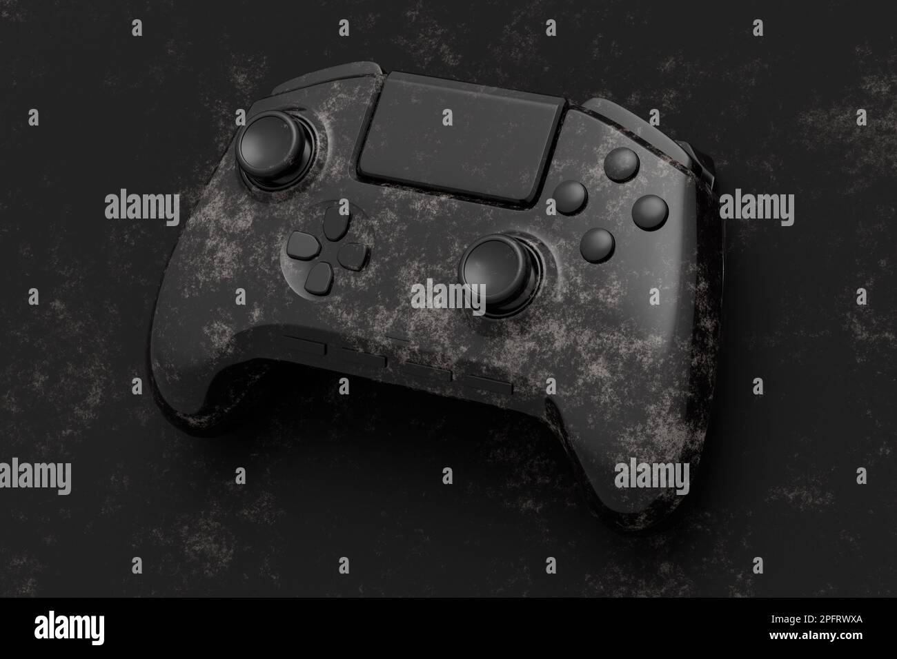 Realistic video game joystick with black marble texture on black ...