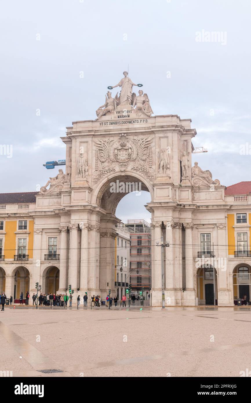 Lisbon, Portugal - December 4, 2022: The Rua Augusta Arch, stone ...