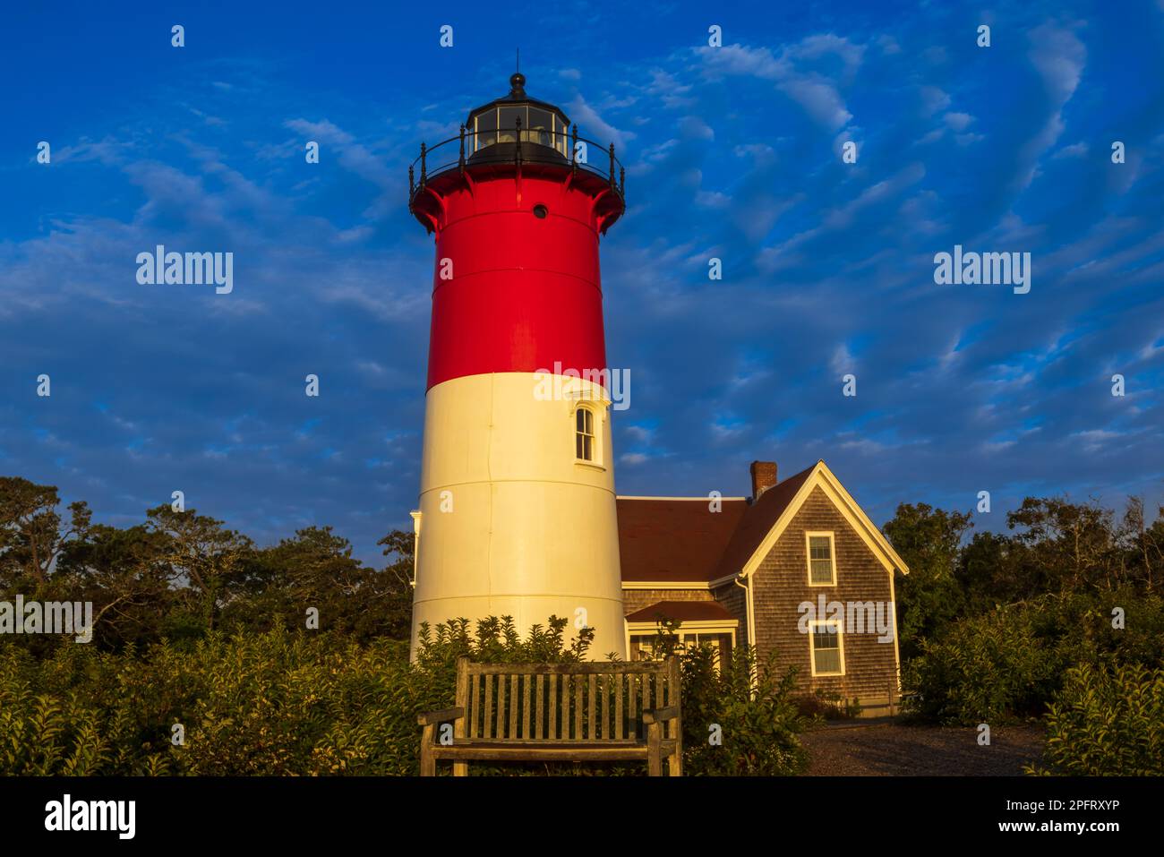 Nauset Beach Lighthouse in early morning in Cape Cod National Seashore ...