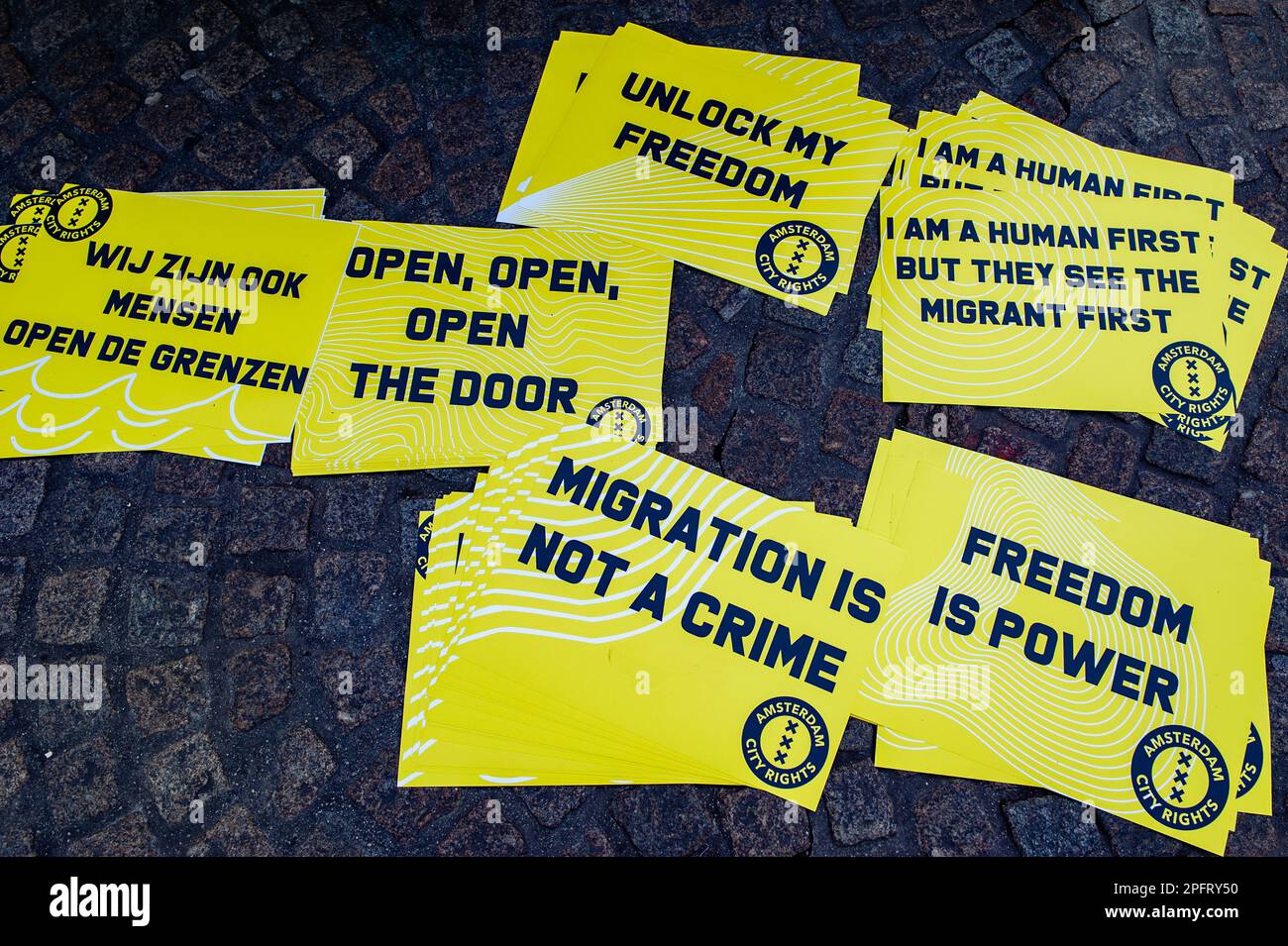 Amsterdam, Netherlands. 18th Mar, 2023. Placards from Amnesty ...