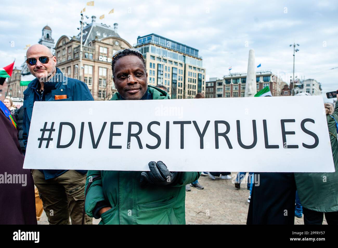 Amsterdam, Netherlands. 18th Mar, 2023. A Black man is seen holding a ...