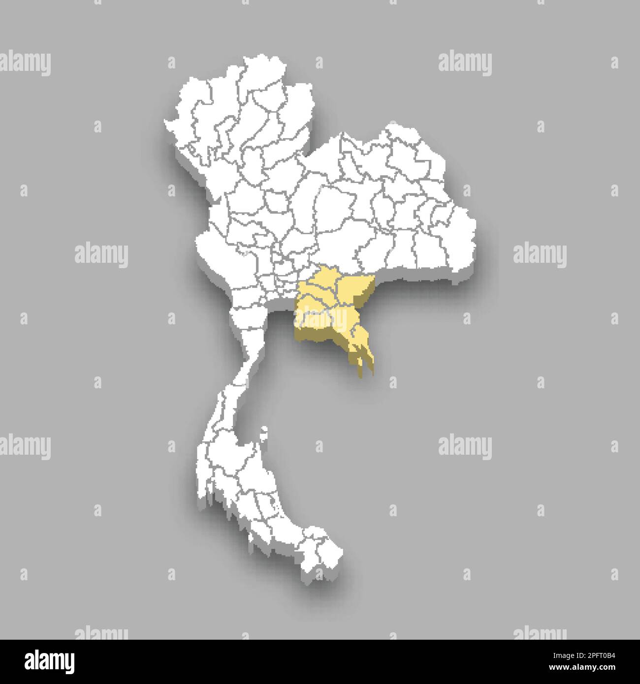 Eastern region location within Thailand 3d isometric map Stock Vector ...