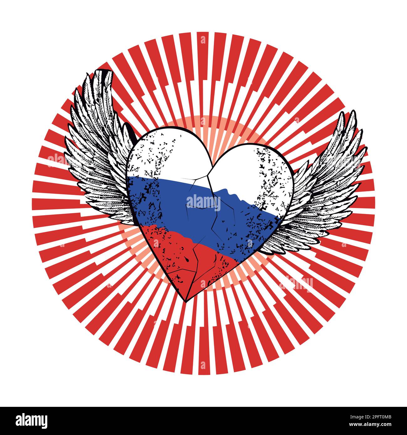 T-shirt design with a winged heart with the colors of the flag of the ...