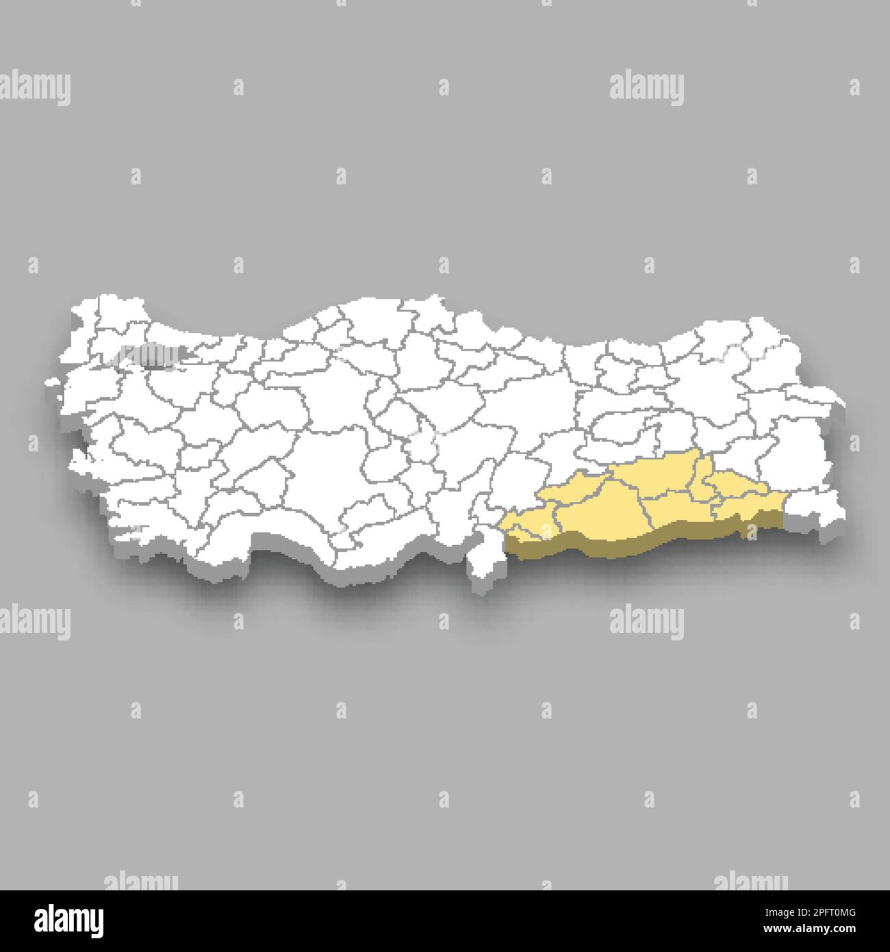 Southeastern Anatolia region location within Turkey 3d isometric map Stock Vector Image & Art ...