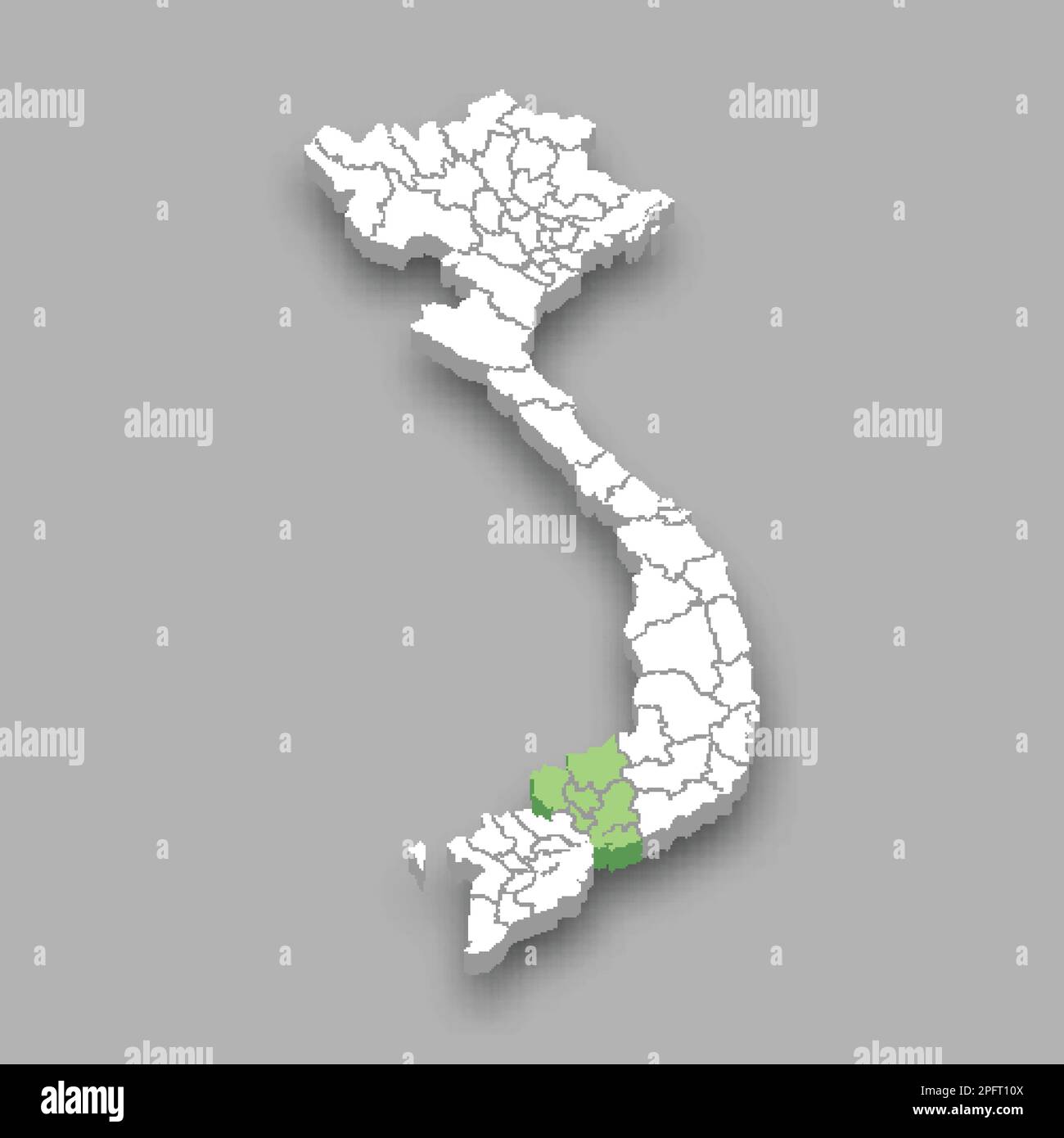 Southeast region location within Vietnam 3d isometric map Stock Vector ...