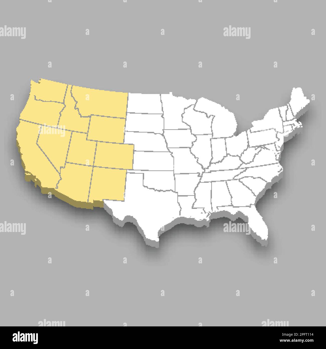 West region location within United States 3d isometric map Stock Vector ...